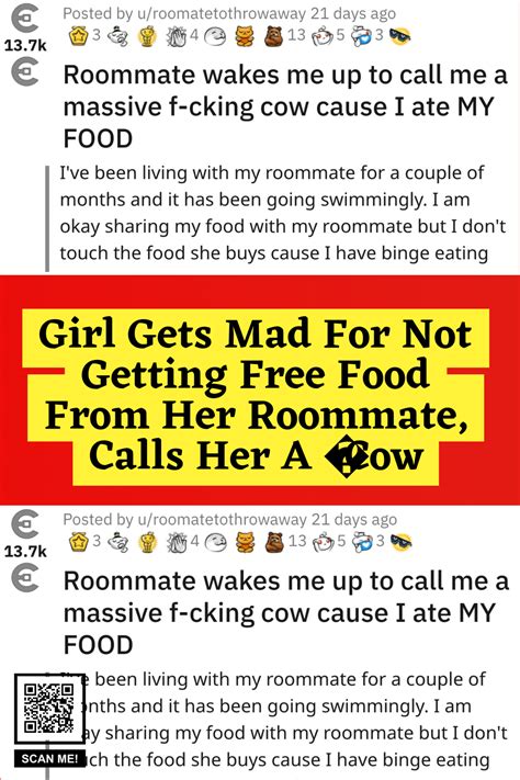 Girl Gets Mad For Not Getting Free Food From Her Roommate Calls Her A