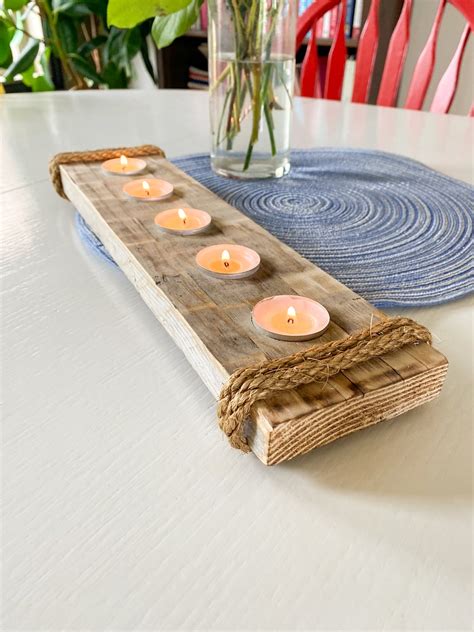 Handmade Rustic Wood Candle Holder Reclaimed Wood Candle Decor 5