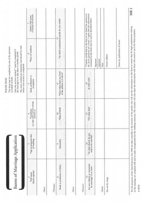 Banns Of Marriage Application Mb 1 Pack Of 50 Forms Free Delivery