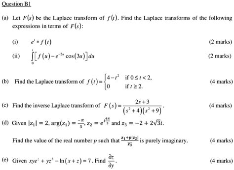 question bl let fs be the laplace transform of f find the laplace