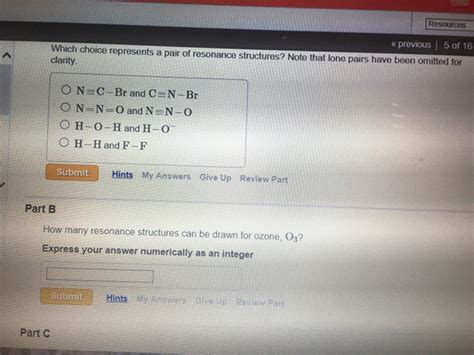 Solved Which Choice Represents A Pair Of Resonance Chegg Com