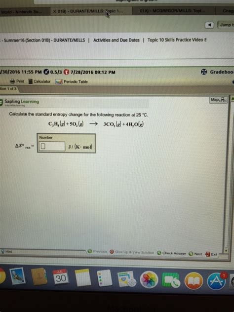 Solved Calculate The Standard Entropy Change For The Chegg