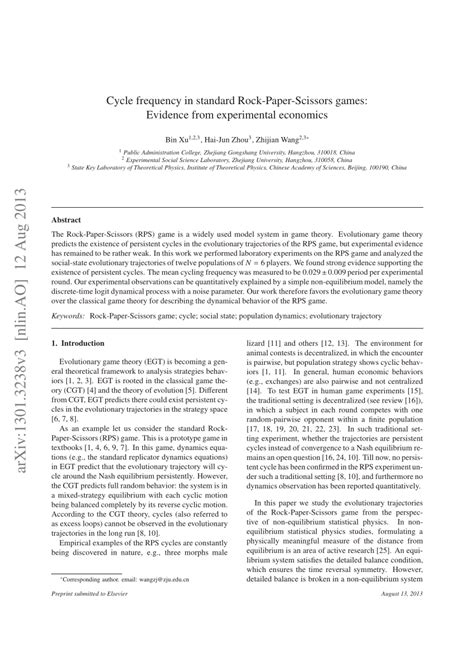 Pdf Cycle Frequency In Standard Rock Paper Scissors Games Evidence