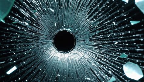 Hole In The Broken Window Glass By A Bullet Shot Circular Cracks