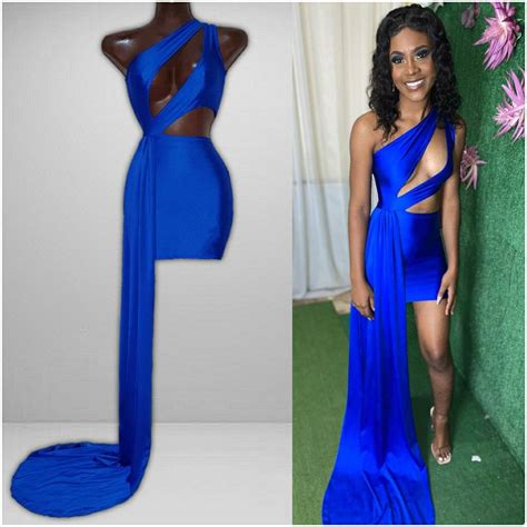 Royal Blue Bodycon Mini Dress Open Chest With Cape Side Lila Bodycon Mini Dress Mini Dress