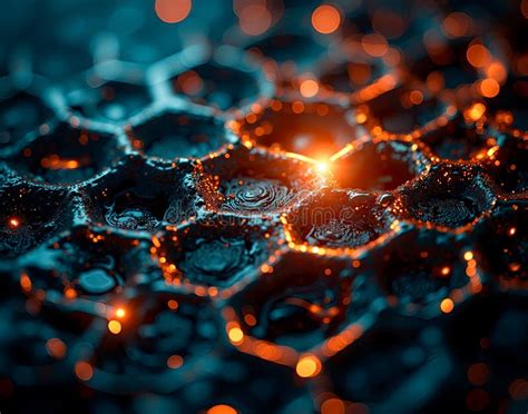 An Interconnected Molecular Pattern Forming A Honeycomb Like Grid Reflecting In Liquid Metal