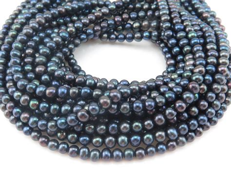 Freshwater Pearl Peacockblack Potato Beads 4mm ~ 155 Strand