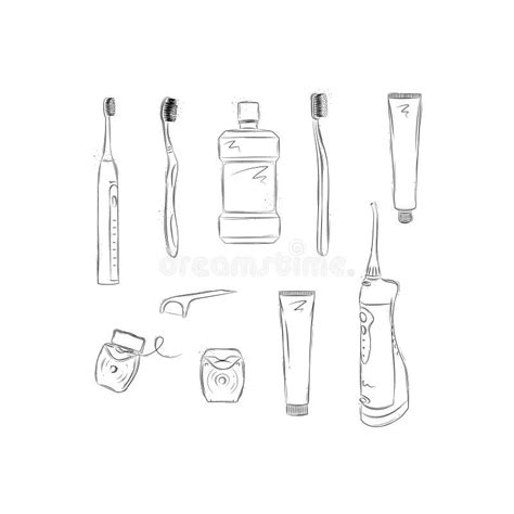 Dental Care Accessories White Color Stock Vector Illustration Of