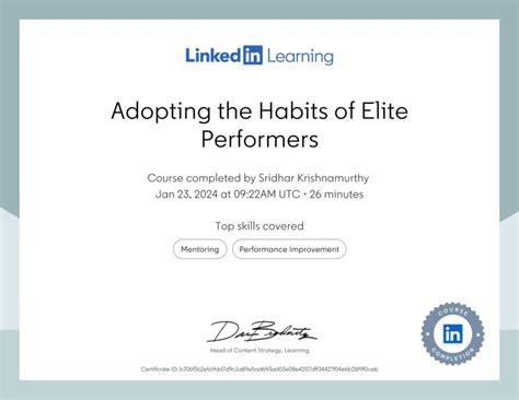Sridhar Krishnamurthy On Linkedin Certificate Of Completion