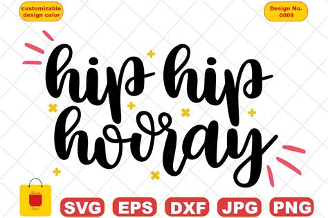 Hip Hip Hooray Svg Cut File Cameo Cricut Dxf Celebration Decal Hand