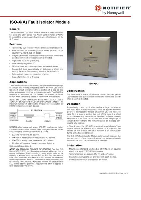 Notifier Iso X Isolator Module At ₹ 2222 Piece Fire Detection Alarm