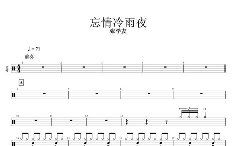 张学友《忘情冷雨夜》鼓谱架子鼓谱 打谱啦