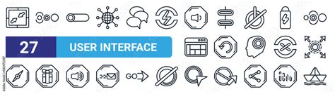 Set Of Thin Line User Interface Icons Such As Image Of A Flower