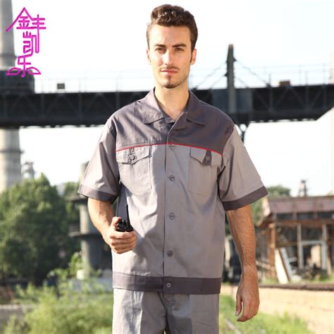 夏季工人工作服套装短袖工厂车间制服上班饭店青年工程男工装制服网络流行馆