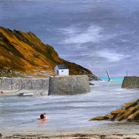 Hoping For A Mooring Porthgain Pembs Ref 4422 50 X 50cm Nick John Rees Marine Artist