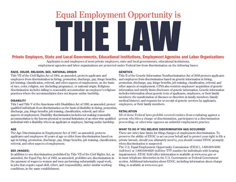 Free Federal Equal Employment Opportunity Poster English Labor Law