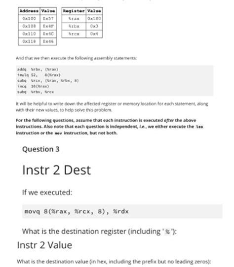 Solved Assume We Start Out With Memory And Registers Having The