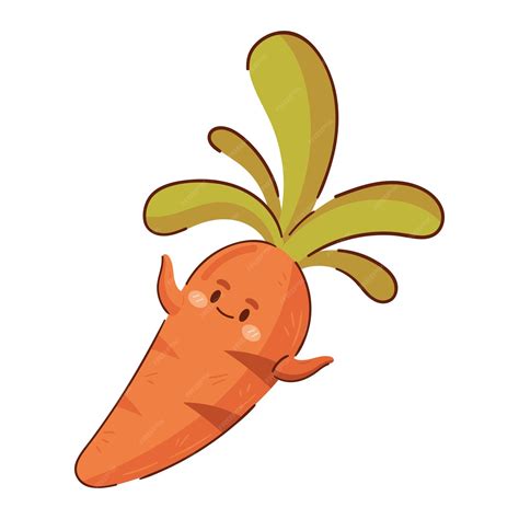 귀여운 당근 야채 만화 아이콘 무료 벡터