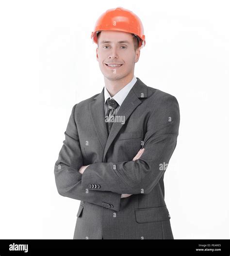Portrait Of A Successful Civil Engineer Isolated On A White Stock