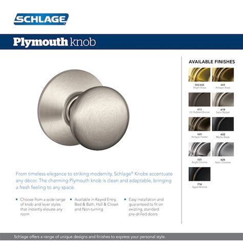 Schlage Plymouth Bright Brass Exterior Keyed Entry Door Knob F51 V Ply