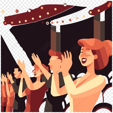 극장 만화에서 웃는 관객의 박수 클립 아트 평면 벡터 일러스트 레이 션박수 갈채 Png 일러스트 무료 다운로드 Lovepik