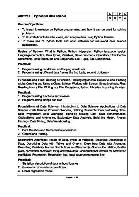 Ltpc Ad25201 Python For Data Science Course Overview And Objectives