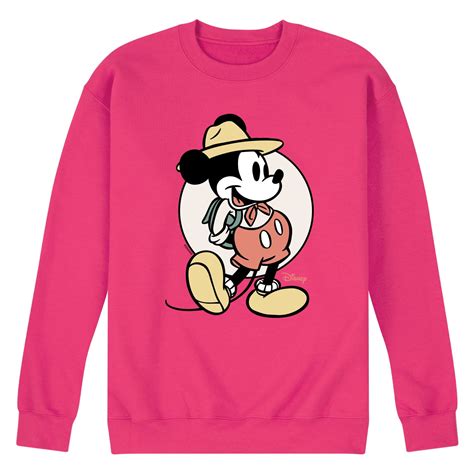 Disney Mickey Mouse Explorer Mickey Mens Crew Neck Fleece Pullover