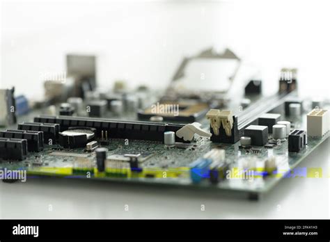 Motherboard Without CPU On A White Background Stock Photo Alamy