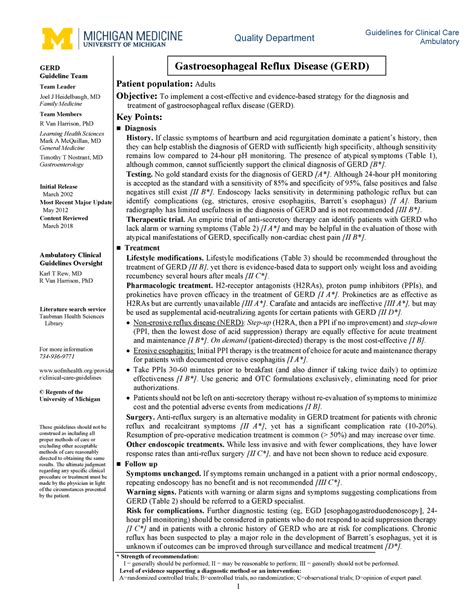 Gerd Gerd Diagnosis 1 Quality Department Guidelines For Clinical