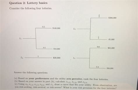 solved question 2 lottery basics consider the following