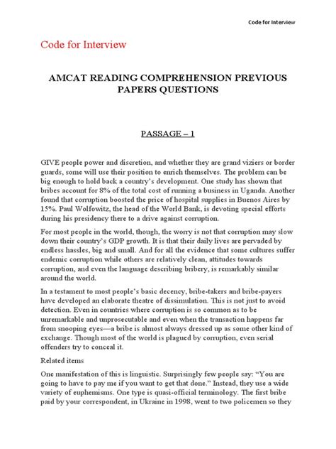 Code For Interview Amcat Reading Comprehension Previous Papers