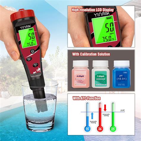 Ph Chlorine Meter Digital Salinity Ph Tester For Saltwater Pool Salt Reader For
