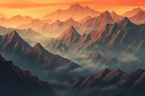 晨曦中的灰色山脉插画插画图片下载 正版图片402495295 摄图网