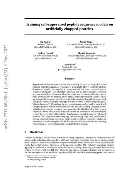 pdf training self supervised peptide sequence models on artificially