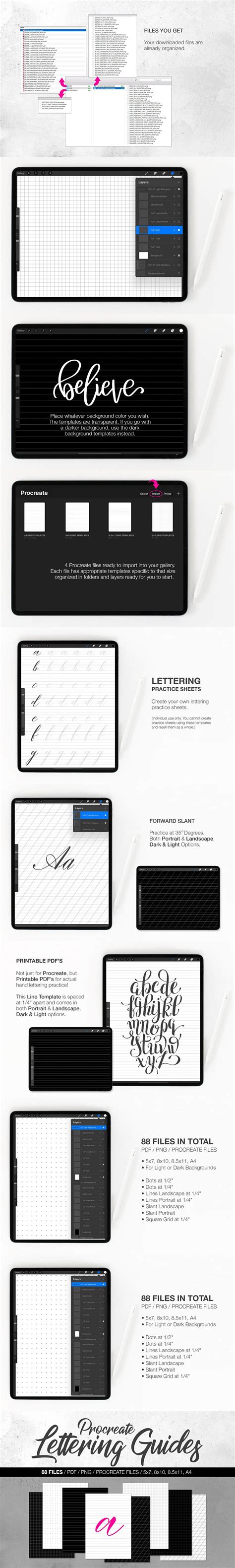 Procreate Lettering Templates Printable Word Searches
