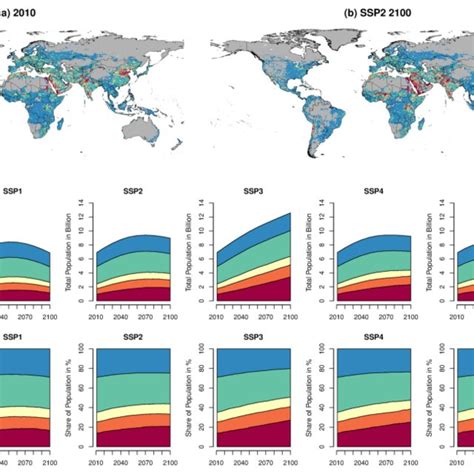 Spatial Pattern Of Water Crowding In 2010 A And In 2100 For Ssp2
