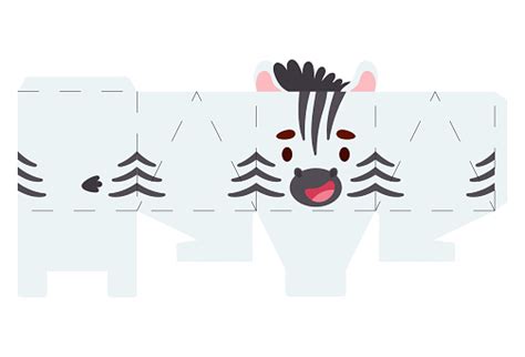 과자 사탕 작은 선물 빵집을 위한 파티 호의 상자 얼룩말 디자인 패키지 템플릿 어떤 목적을 위한 훌륭한 디자인 생일 베이비 샤워 할로윈 크리스마스 벡터 스톡