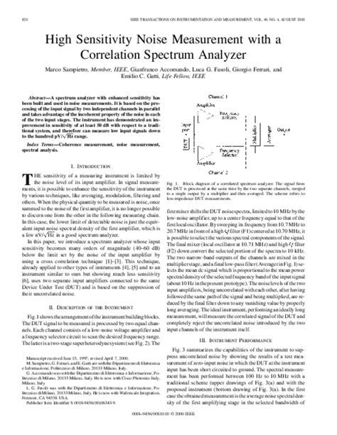 Pdf High Sensitivity Noise Measurement With A Correlation Spectrum