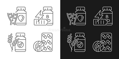 Food Supplements Linear Icons Set For Dark And Light Mode Stock Vector