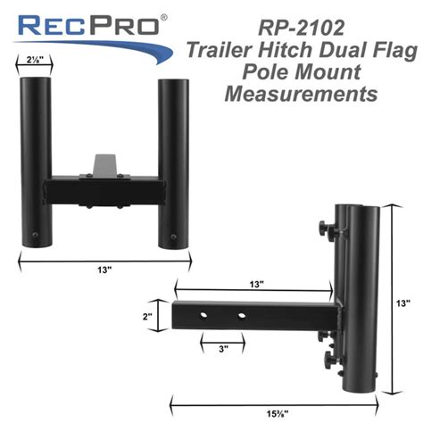 Universal Hitch Mount Dual Flag Pole Holder For 2 Trailer Receiver W