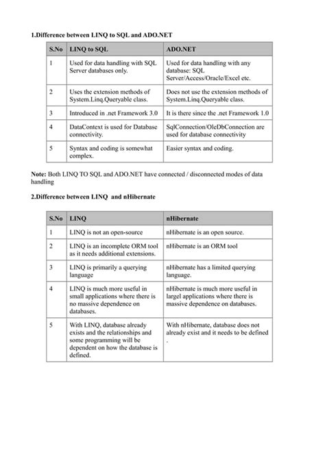 linq difference faqs 2 pdf databases computer software and applications