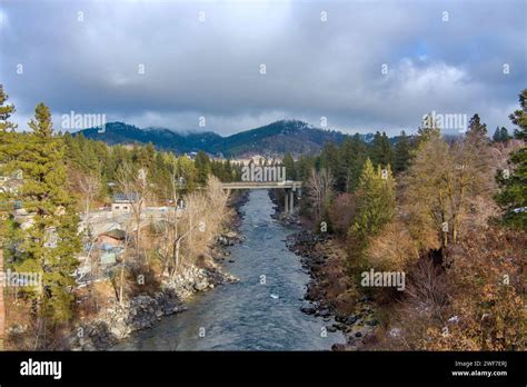 Aerial View Of The Wenatchee River In Leavenworth Stock Photo Alamy