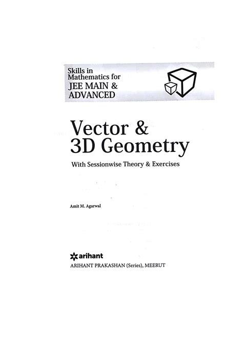 Solution Arihant Vector And D Geometry Skills In Mathematics For Iit Jee Main Advanced With