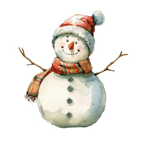 Premium Vector Cute Snowman Vector Illustration In Watercolour Style
