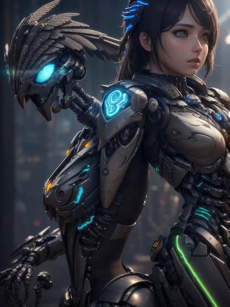 Premium Ai Image Robot Cybernetic Girl Bee