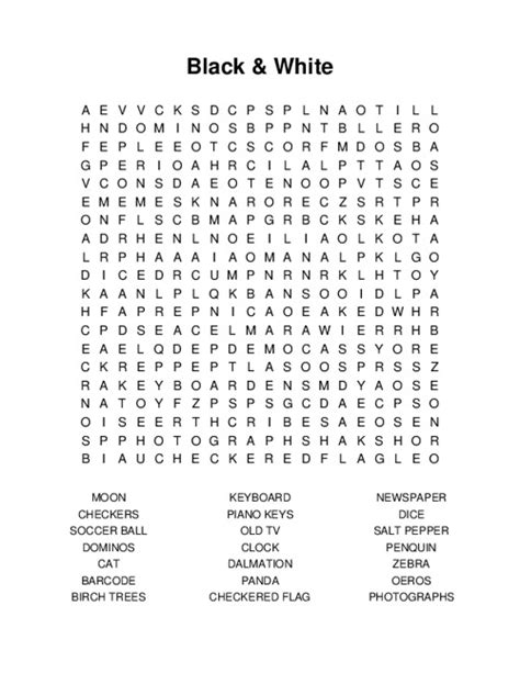 Black And White Word Search