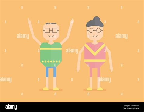 Character Design Of Senior People That Are Exercising Vector