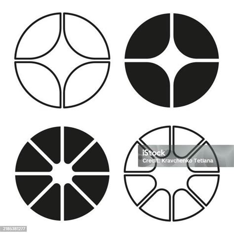 서클 아이콘입니다 기하학적 섹터 기호입니다 현대적인 방사형 모양입니다 벡터 일러스트 레이 션 0명에 대한 스톡 벡터 아트 및