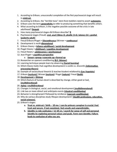 Exam 1 Developmental Lifespan Psychology Notes For Exam 1 Module 1