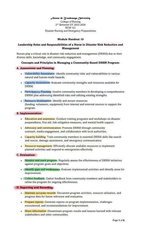 Module Handout 10 Ateneo De Zamboanga University College Of Nursing